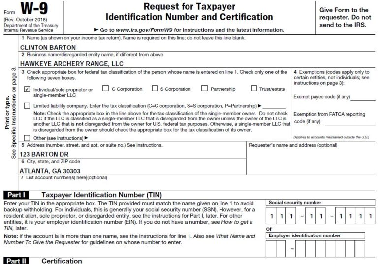 How To Guides: Correctly completing an IRS Form W-9 with examples ...