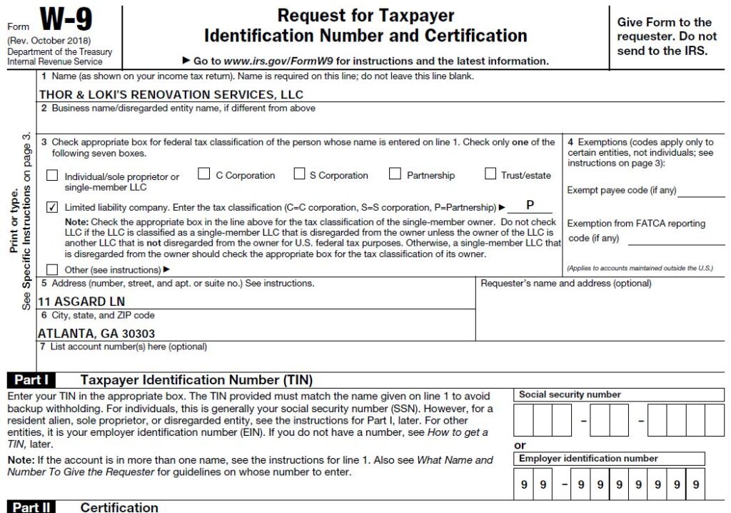How To Guides: Correctly completing an IRS Form W-9 with examples ...