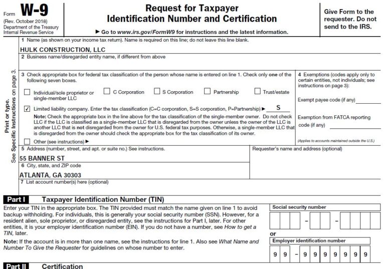 How To Guides: Correctly completing an IRS Form W-9 with examples ...